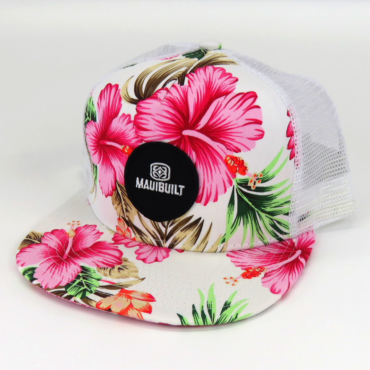 Maui Built Floral Cap - Floral / Pink and White – Maui Built Hawaii