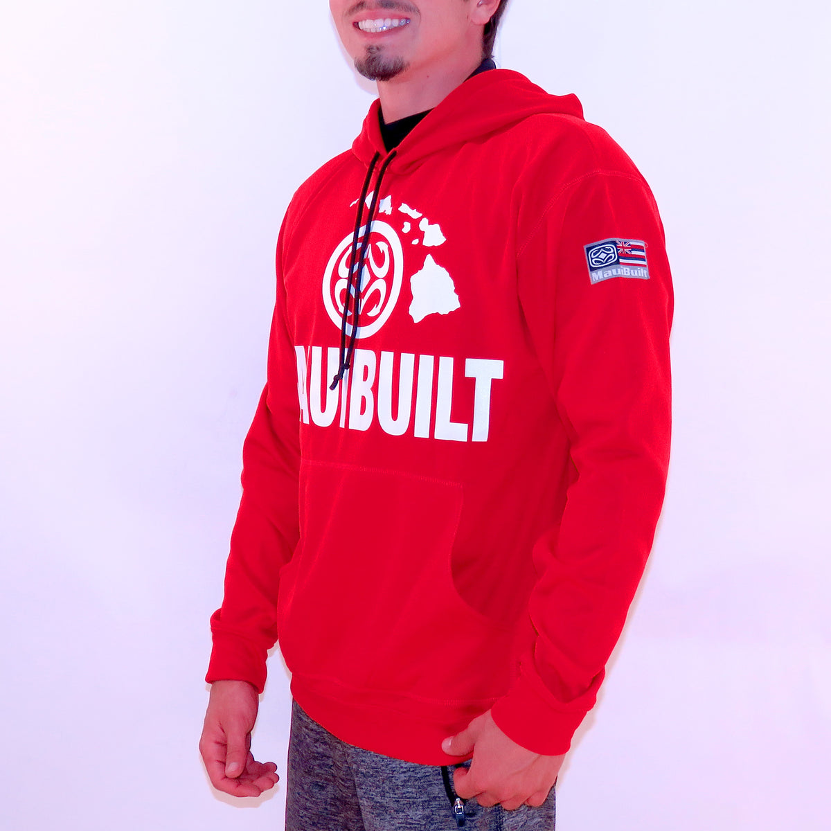 Maui Built Logo Pull Over Hoody Jacket - Red – Maui Built Hawaii