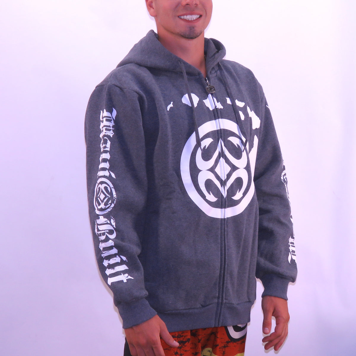 Maui Built Logo Zippered Fleece Hoody - Grey – Maui Built Hawaii