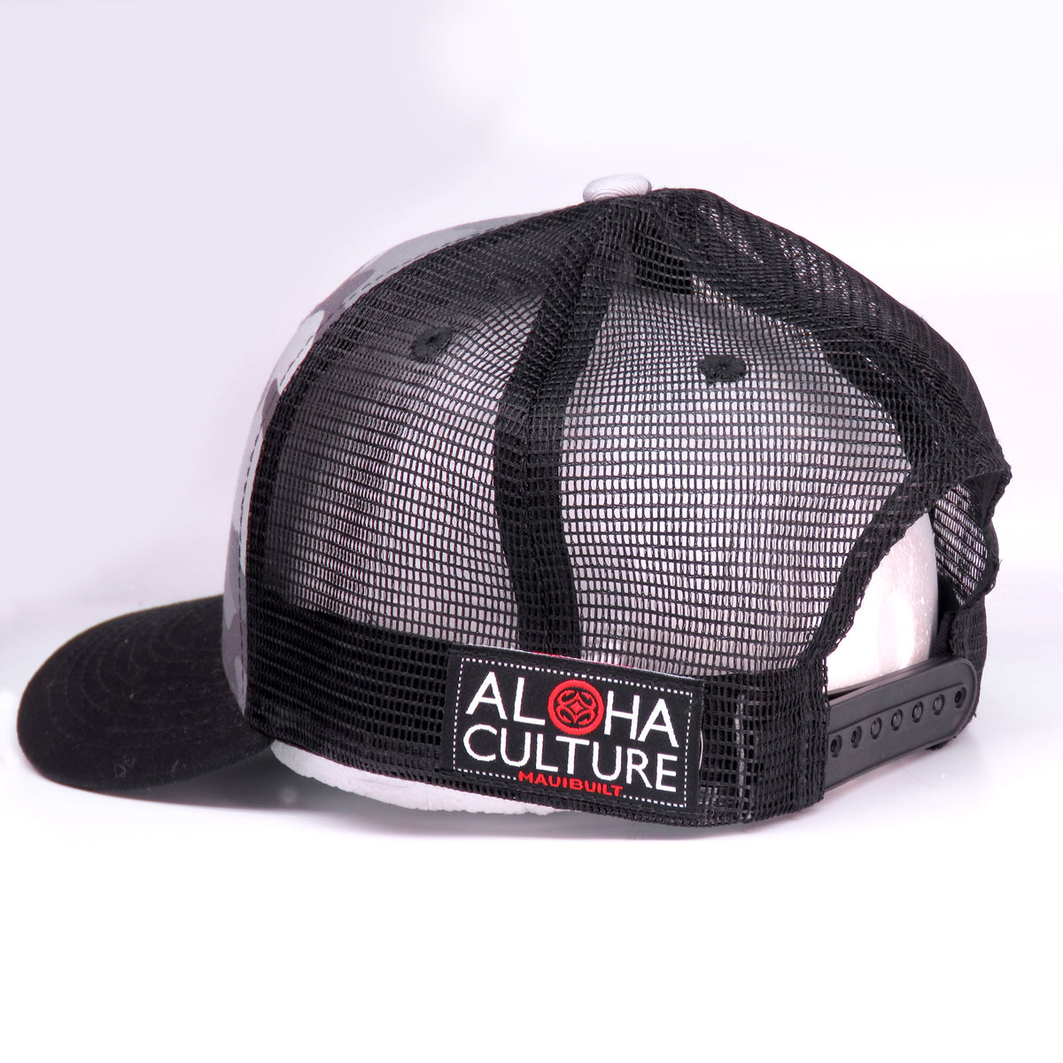 Maui Built Circle Logo Embroidery Grey Camo Meshback Cap – Maui Built ...