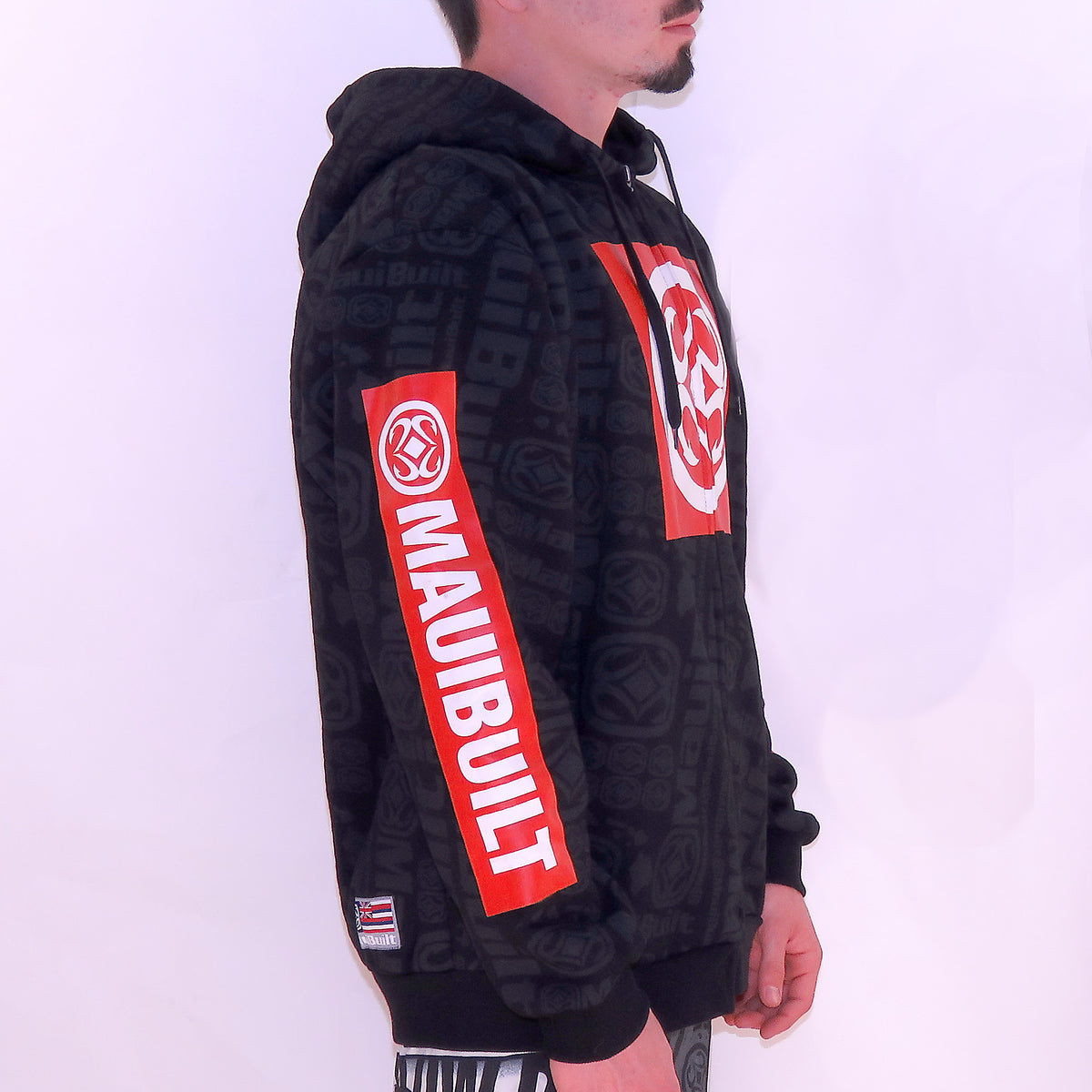 Maui Built Red Bar Logo Zippered Fleece Hoody – Maui Built Hawaii
